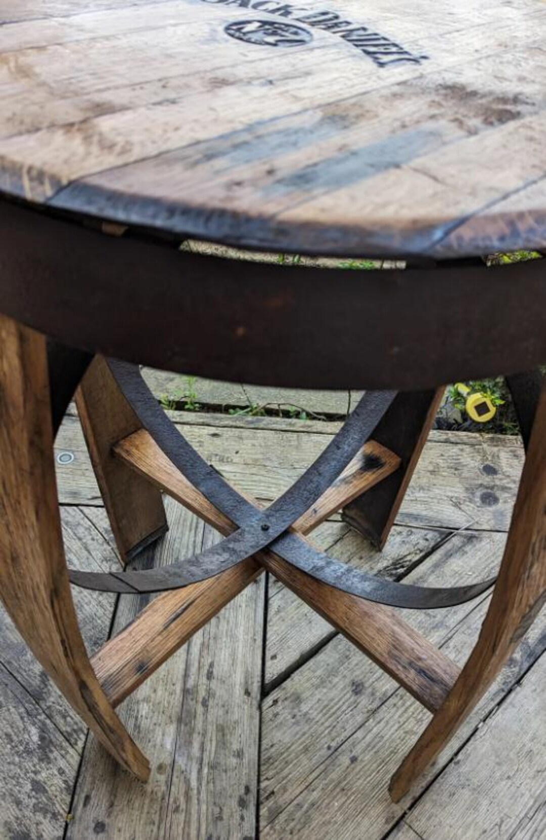 Rustic Oak Whiskey Bourbon Barrel Pub Table Perfect for Man Cave or ...