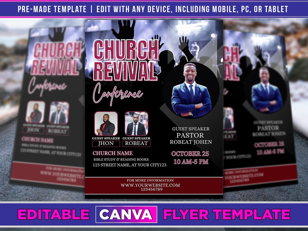 Church Revival Flyer Editable Canva Template US Letter Size. - Etsy