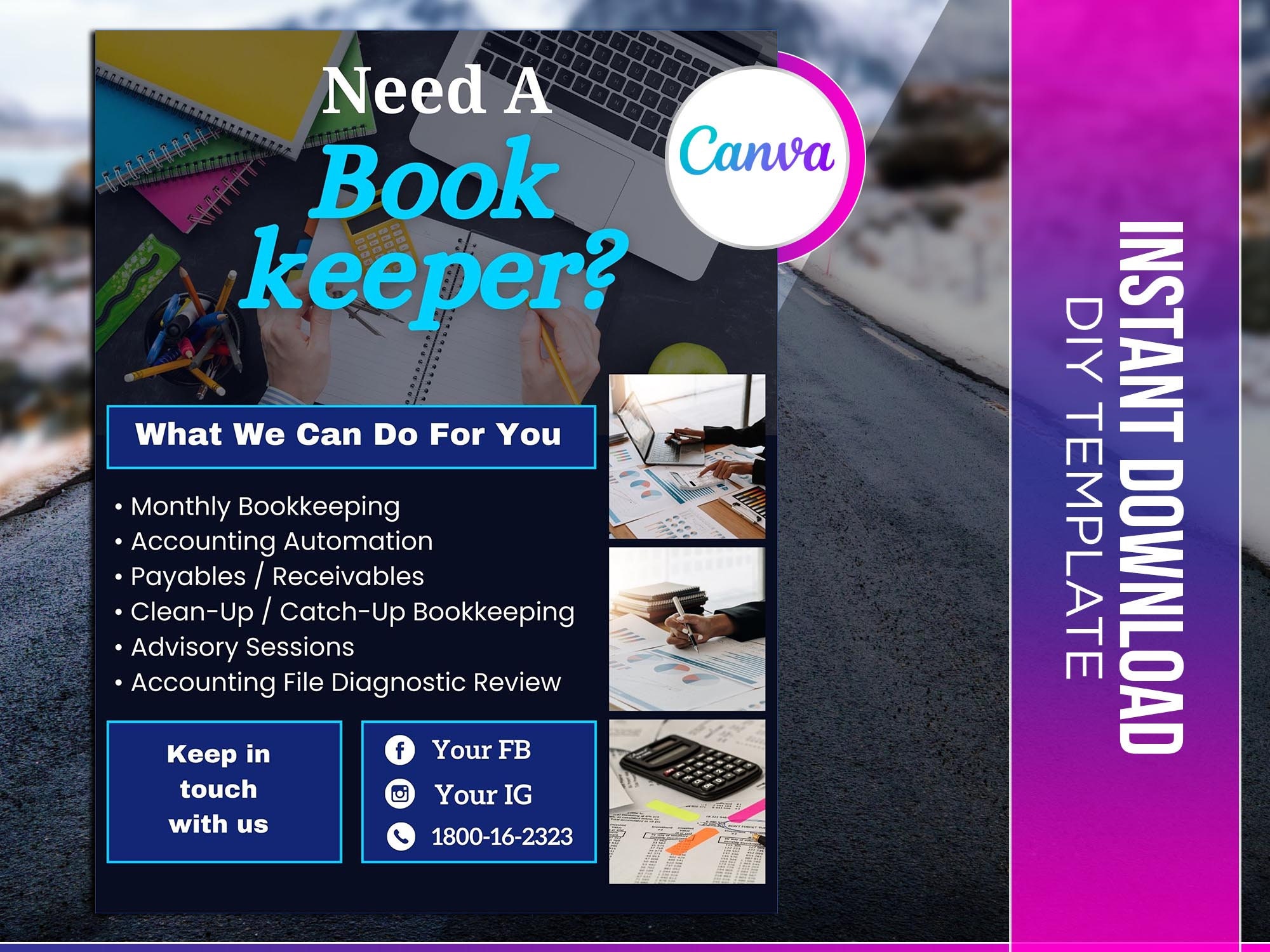 Bookkeeping Flyer Editable Canva Template. - Etsy