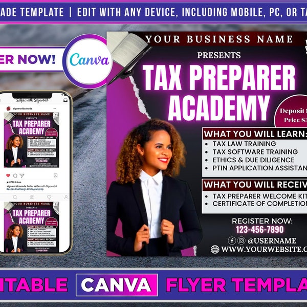 Tax Preparer Flyer Editable Canva Template. - Etsy