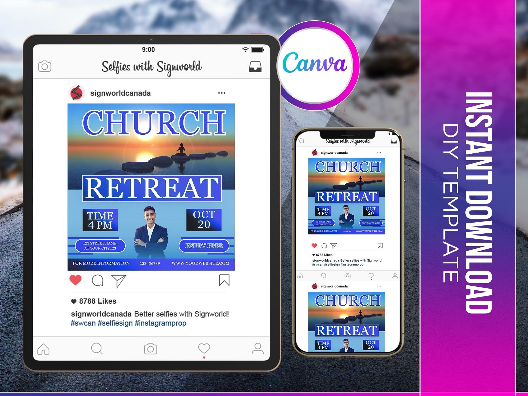 Church Retreat Flyer Canva Template for DIY Social Media Marketing. - Etsy