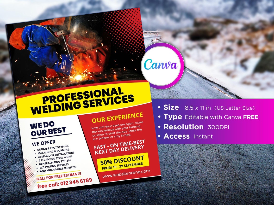 Welding Service Flyer Editable Canva Template US Letter Size. - Etsy