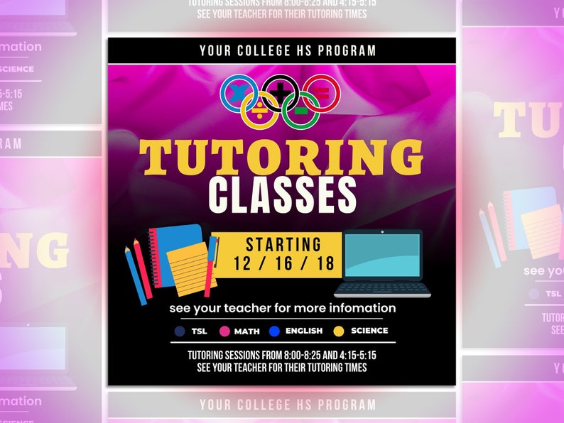 Summer Tutoring Flyer Canva Template for DIY Social Media Marketing. - Etsy