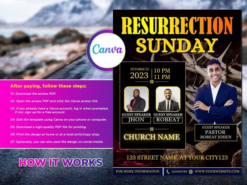 Resurrection Sunday Flyer Editable Canva Template US Letter Size. - Etsy