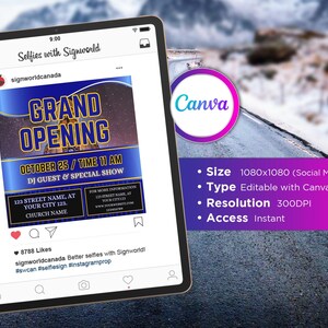 Church Grand Opening Flyer Canva Template for DIY Social Media ...