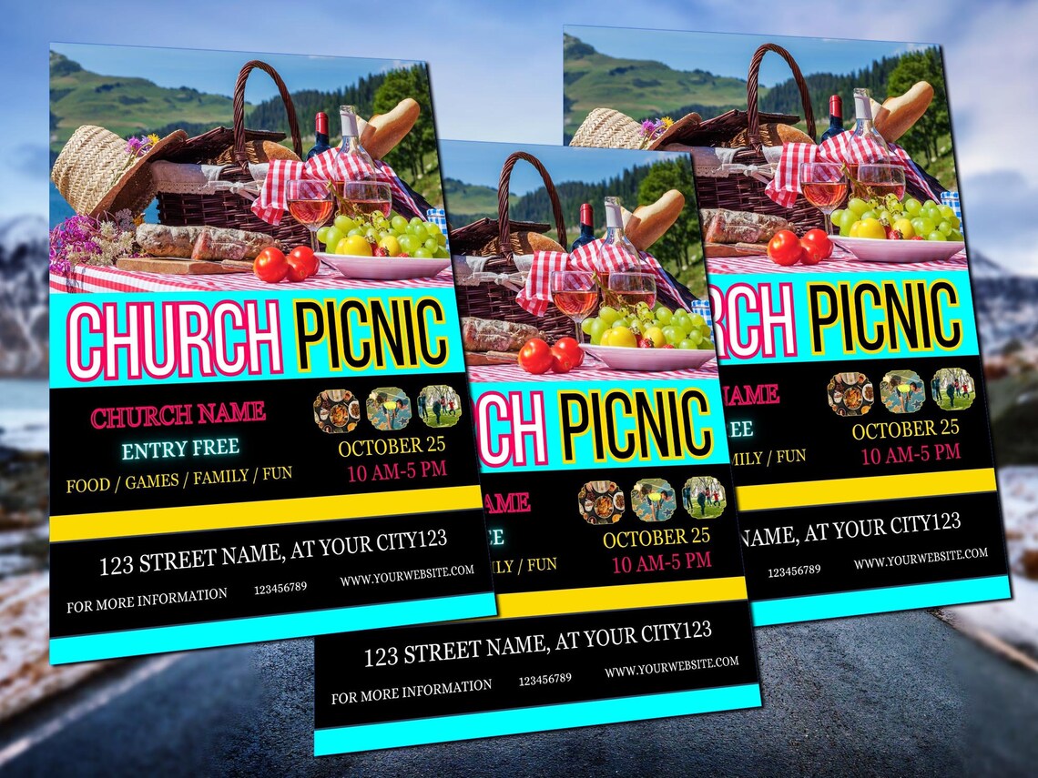 Church Picnic Flyer Editable Canva Template US Letter Size. - Etsy