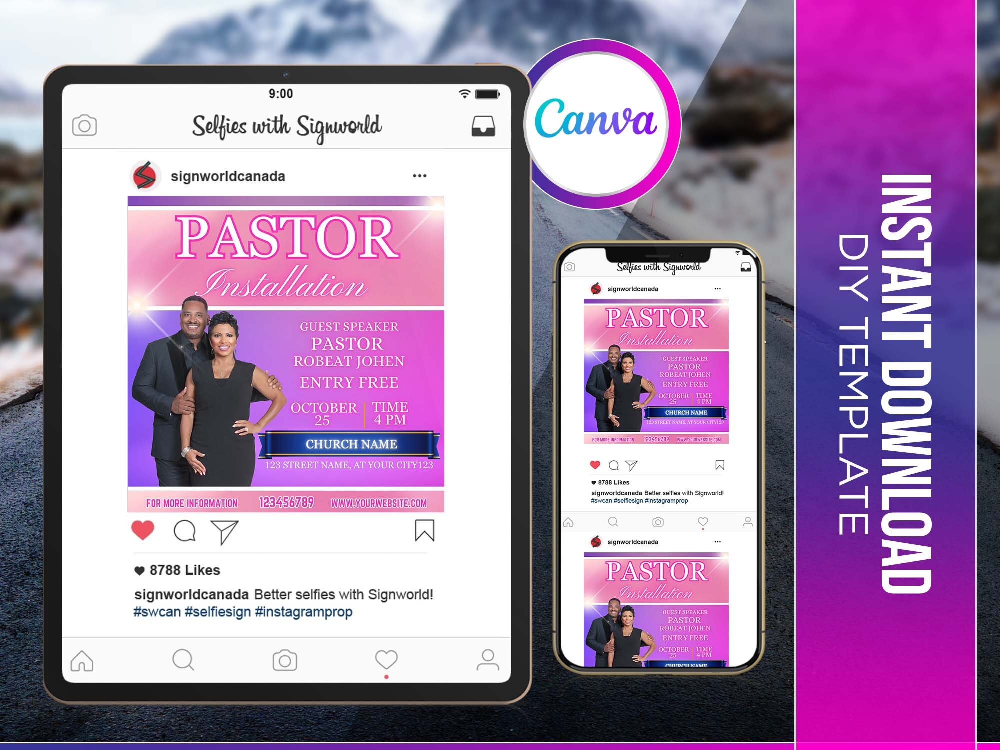 Pastor Installation Flyer Canva Template for DIY Social Media - Etsy