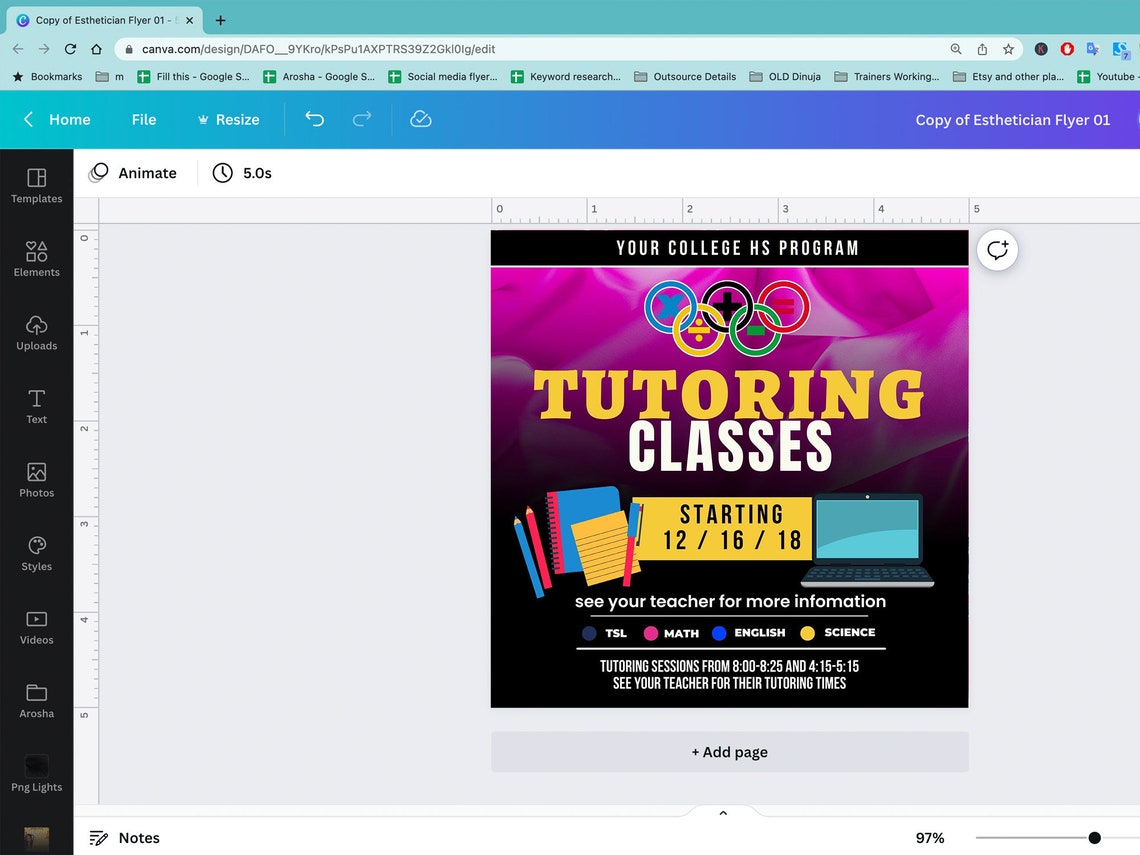 Summer Tutoring Flyer Canva Template for DIY Social Media - Etsy