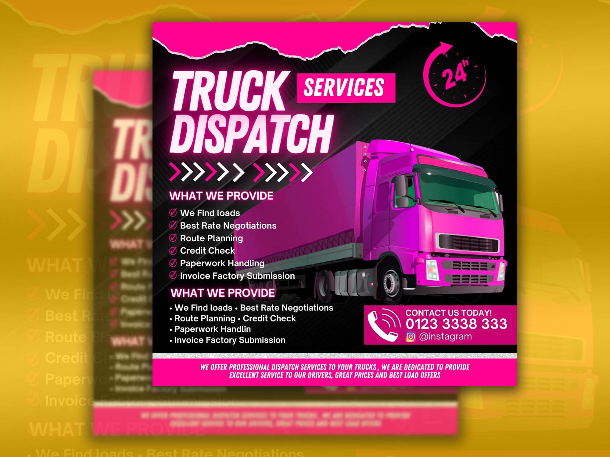 Freight Dispatcher Flyer, Canva Truck Flyer Template. Editable Social ...