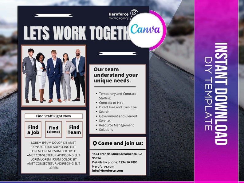 Staffing Agency Flyer Editable Canva Template US Letter Size. - Etsy