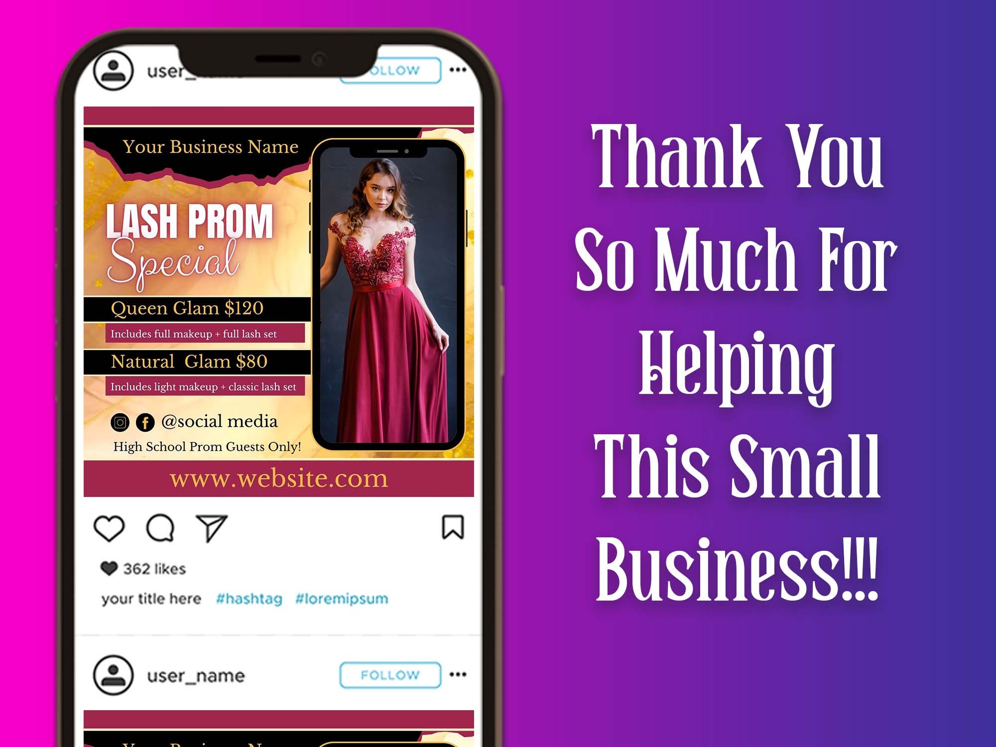 Lash Prom Special Flyer Canva Template. - Etsy