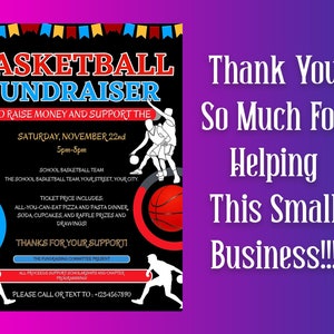 Basketball Fundraiser Flyer Editable Canva Template US Letter Size. - Etsy