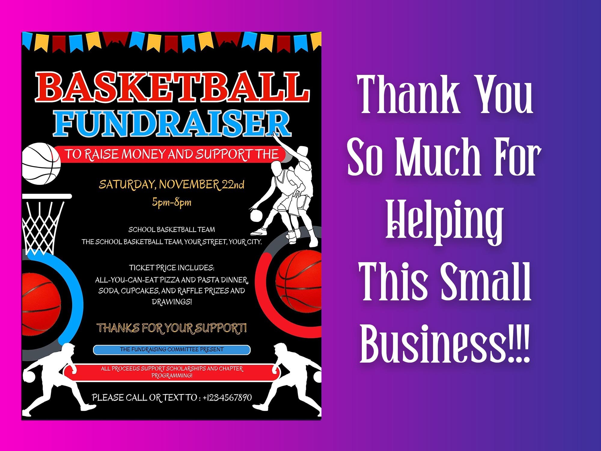 Basketball Fundraiser Flyer Editable Canva Template US Letter Size. - Etsy