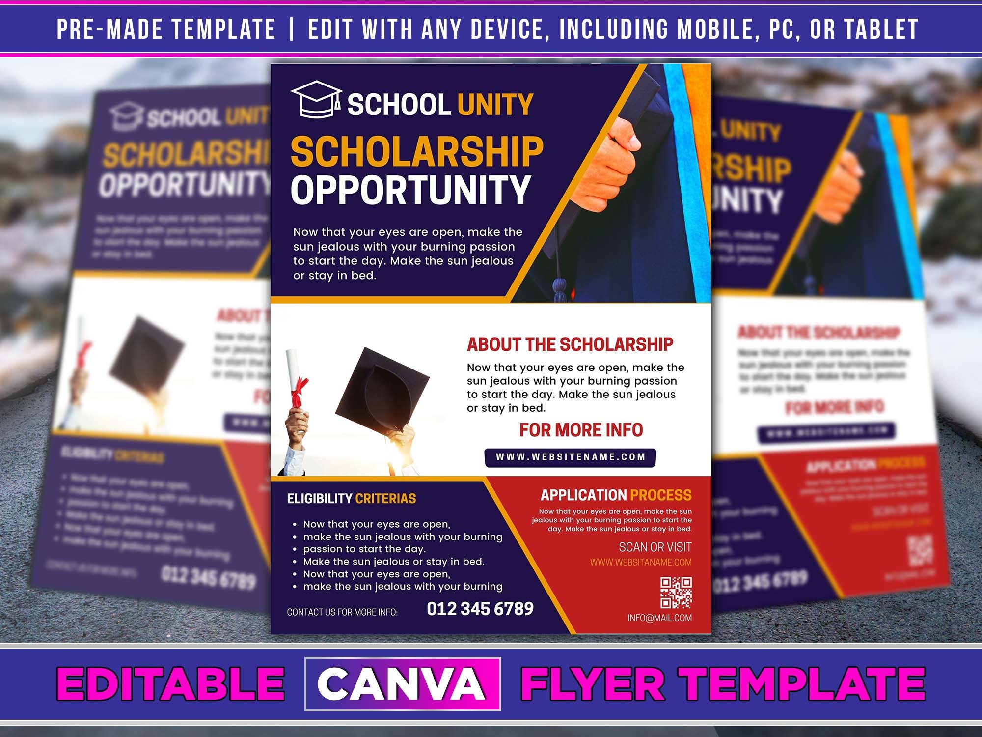 Scholarship Flyer Editable Canva Template Us Letter Size Etsy