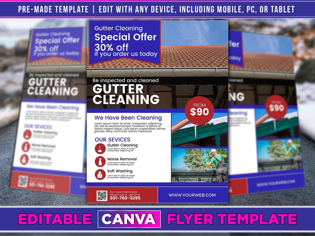 Gutter Cleaning Flyer Editable Canva Template US Letter Size. - Etsy