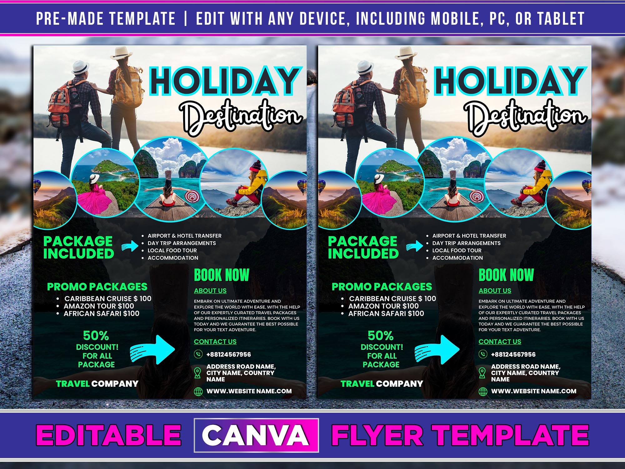 Destination Flyer Editable Canva Template US Letter Size. - Etsy