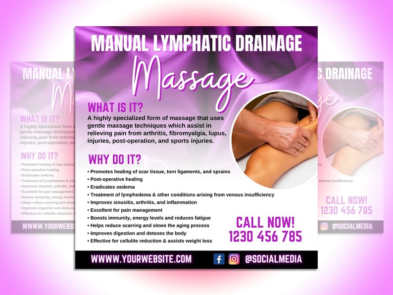 Lymphatic Drainage Massage Flyer Canva Template for DIY Social Media Marketing. - Etsy