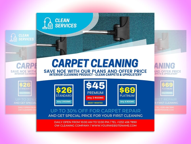 Carpet Cleaning Flyer Canva Template for DIY Social Media Marketing. - Etsy