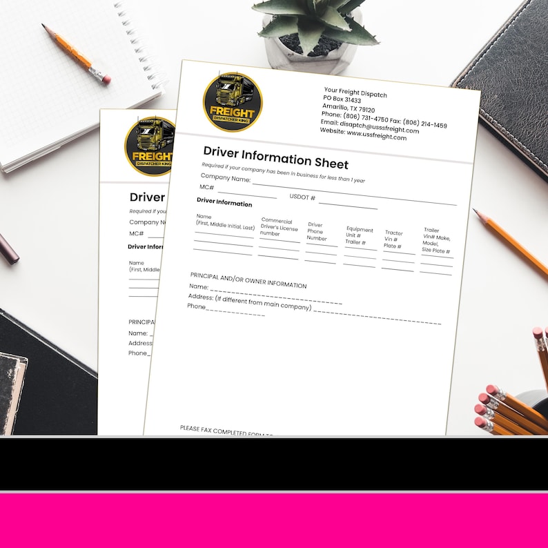 Freight Dispatcher Driver Information Sheet Form Pdf And Editable Canva
