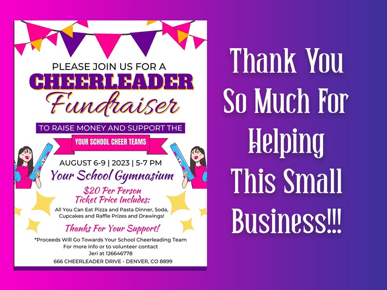 Cheer Fundraiser Flyer Editable Canva Template. - Etsy