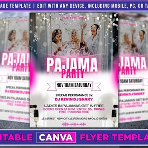 Pajama Party Flyer Editable Canva Template US Letter Size. - Etsy