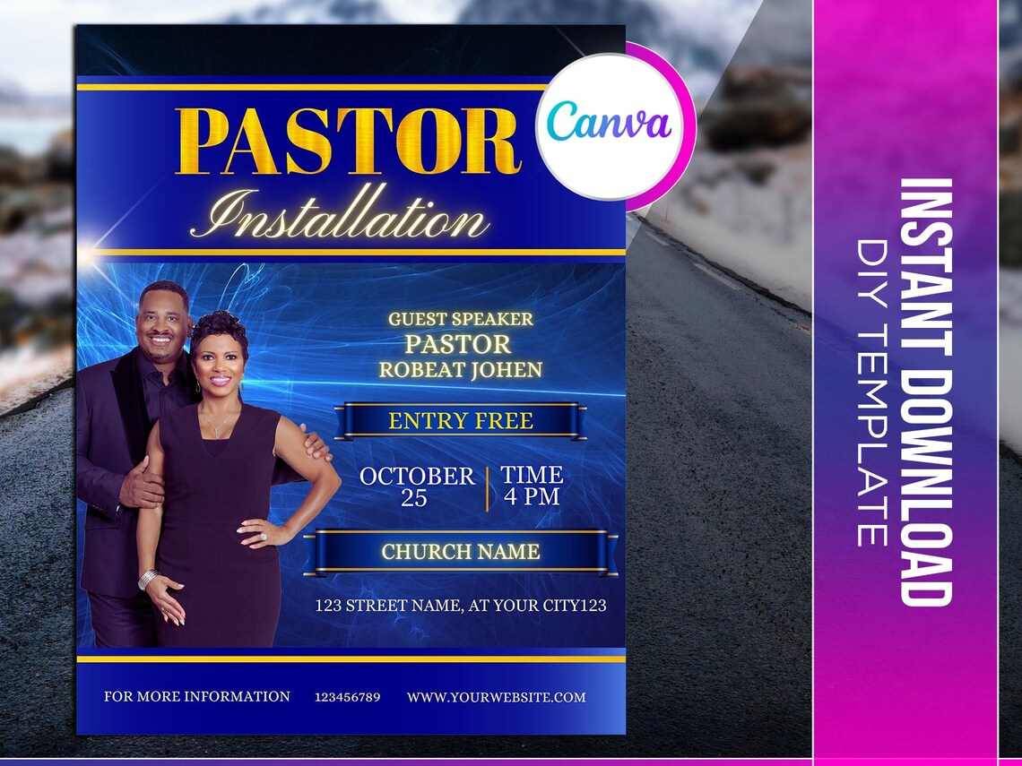 Pastor Installation Flyer Editable Canva Template US Letter Size. - Etsy