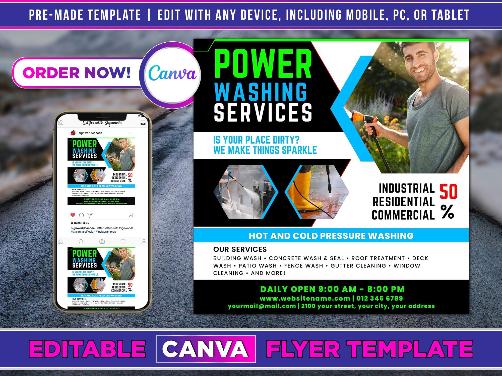 Pressure Cleaning Flyer Canva Template for DIY Social Media - Etsy