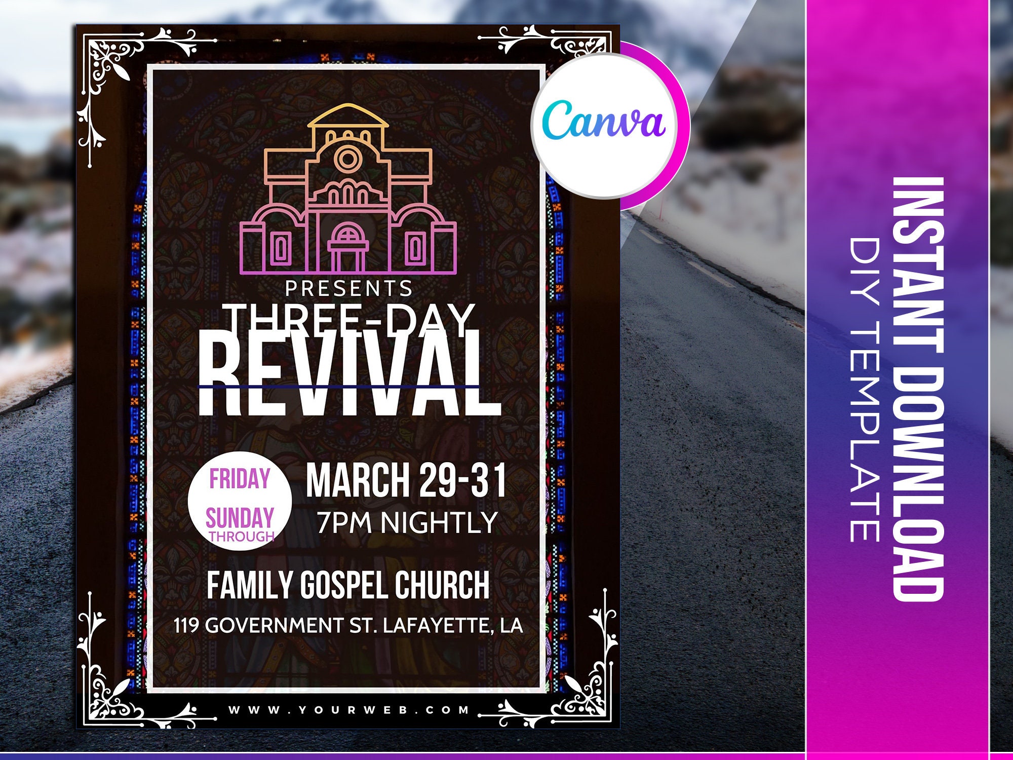 Revival Church Flyer Editable Canva Template US Letter Size. - Etsy