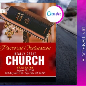 Pastoral Ordination Flyer Editable Canva Template US Letter Size. - Etsy
