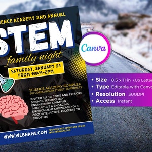 STEM Event Flyer Editable Canva Template US Letter Size. - Etsy