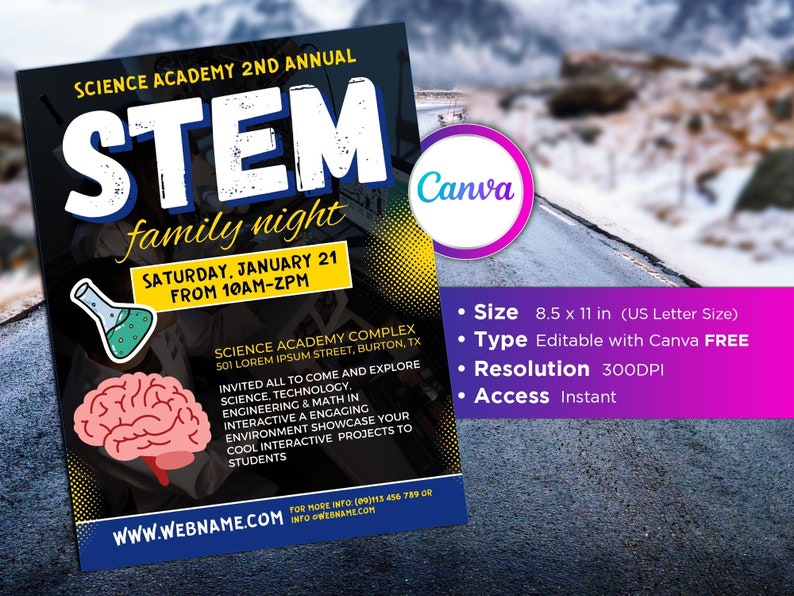 STEM Event Flyer Editable Canva Template US Letter Size. - Etsy
