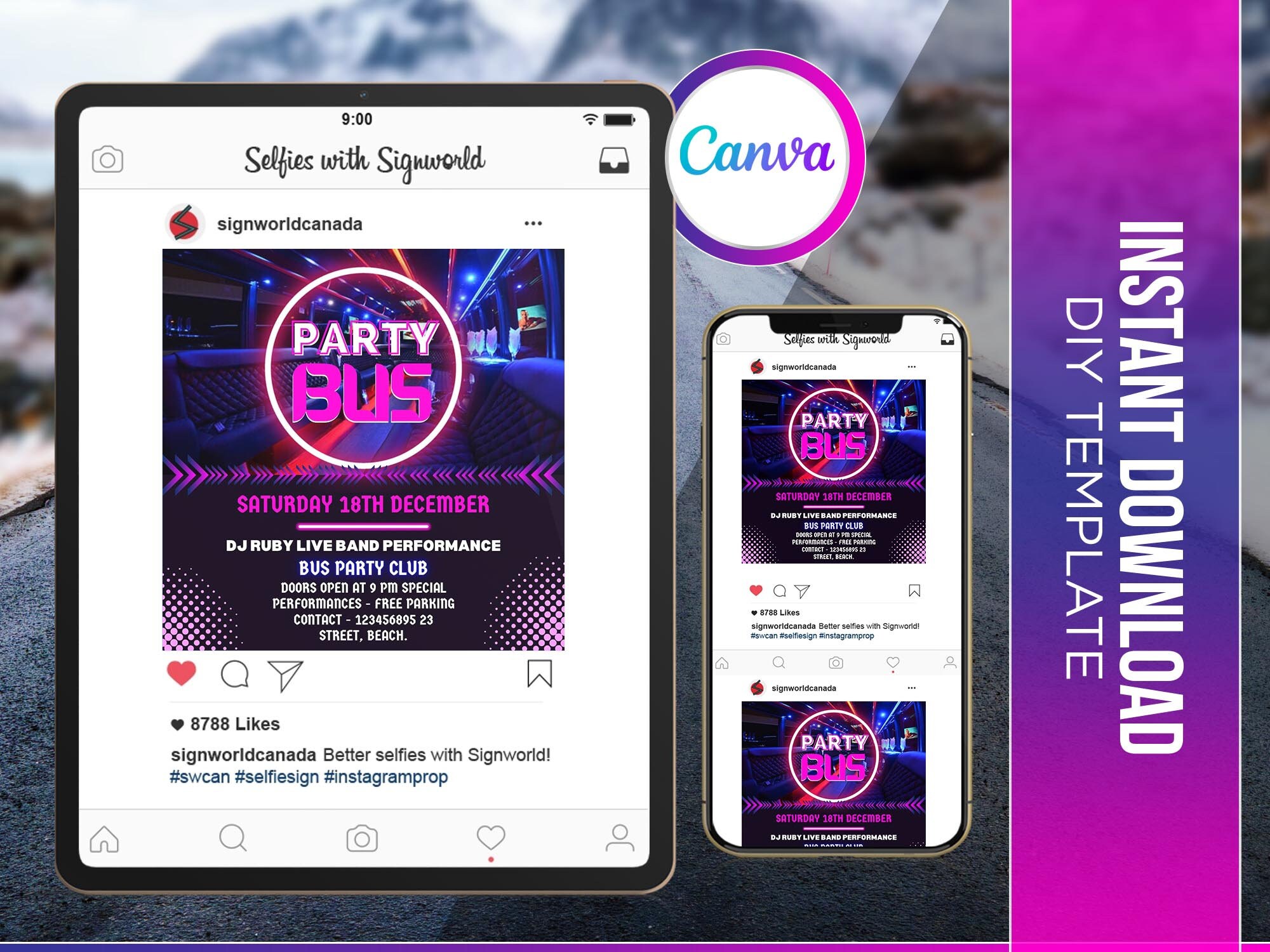 Party Bus Flyer Canva Template for DIY Social Media Marketing. - Etsy