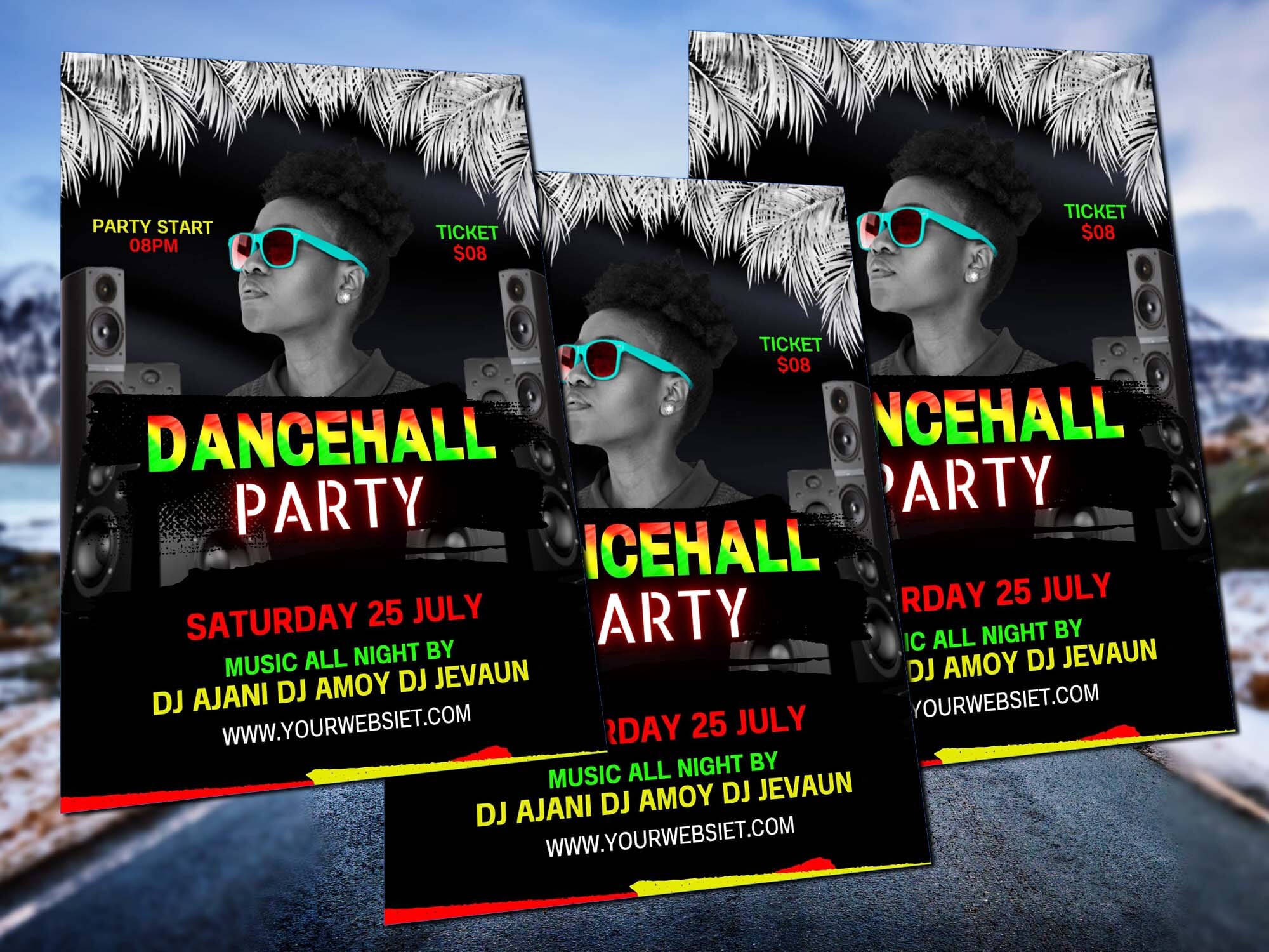Dancehall Party Flyer Editable Canva Template Us Letter Size Etsy