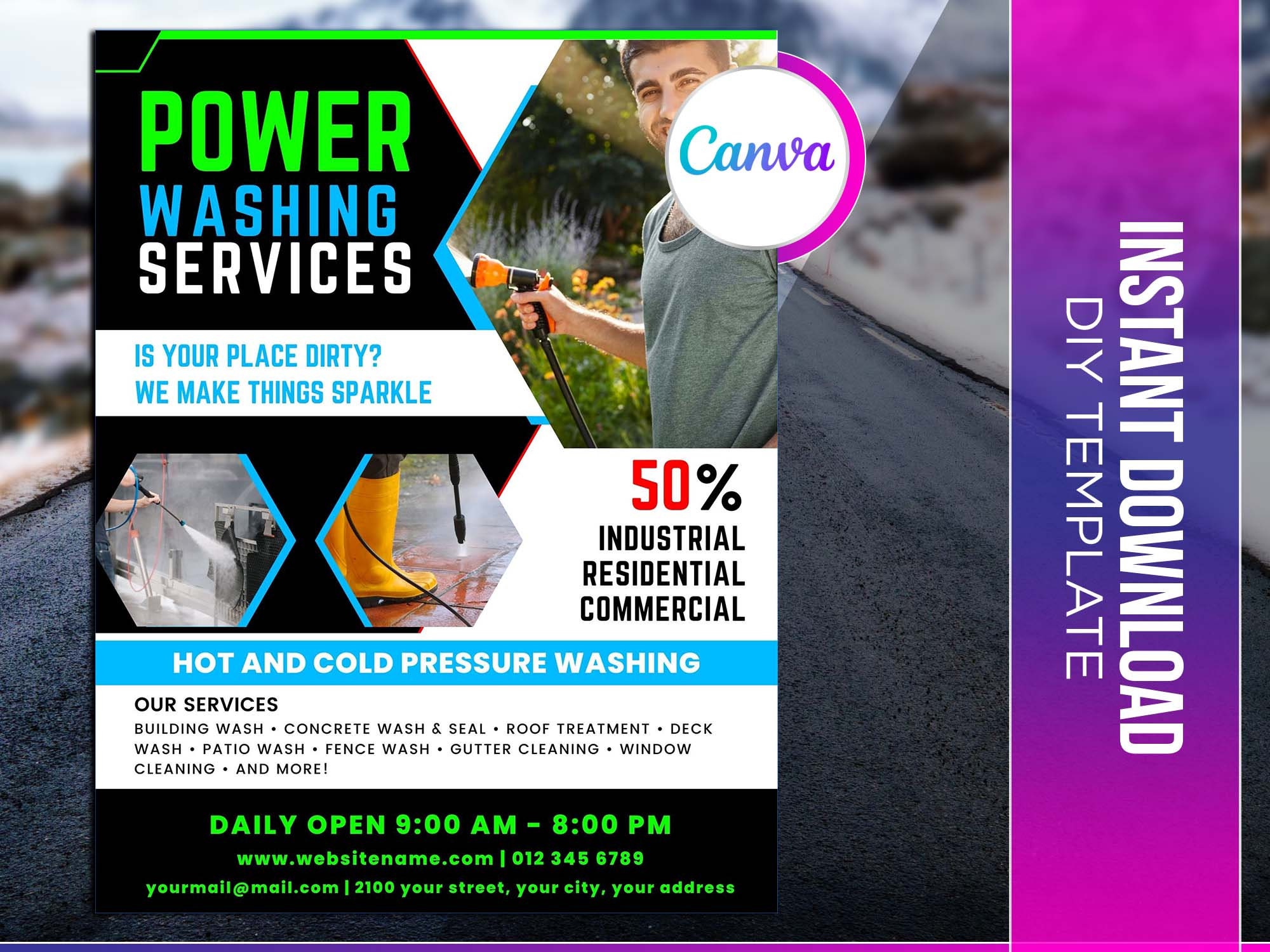 Pressure Cleaning Flyer Editable Canva Template US Letter Size. - Etsy