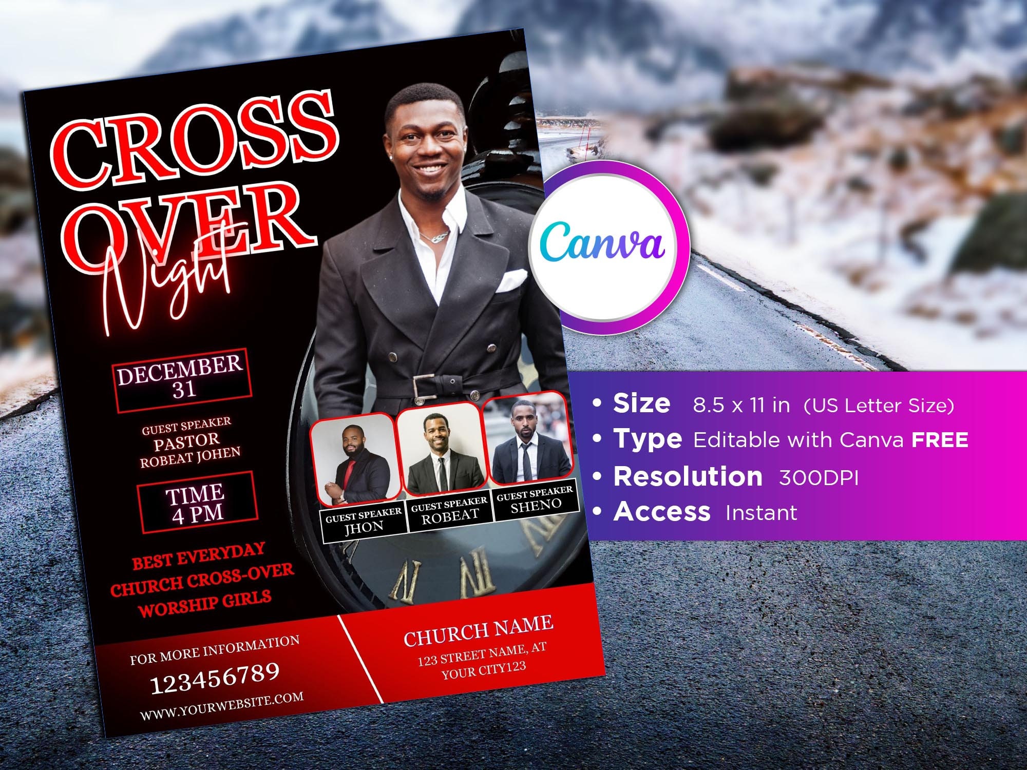 Crossover Night Flyer Editable Canva Template US Letter Size. - Etsy