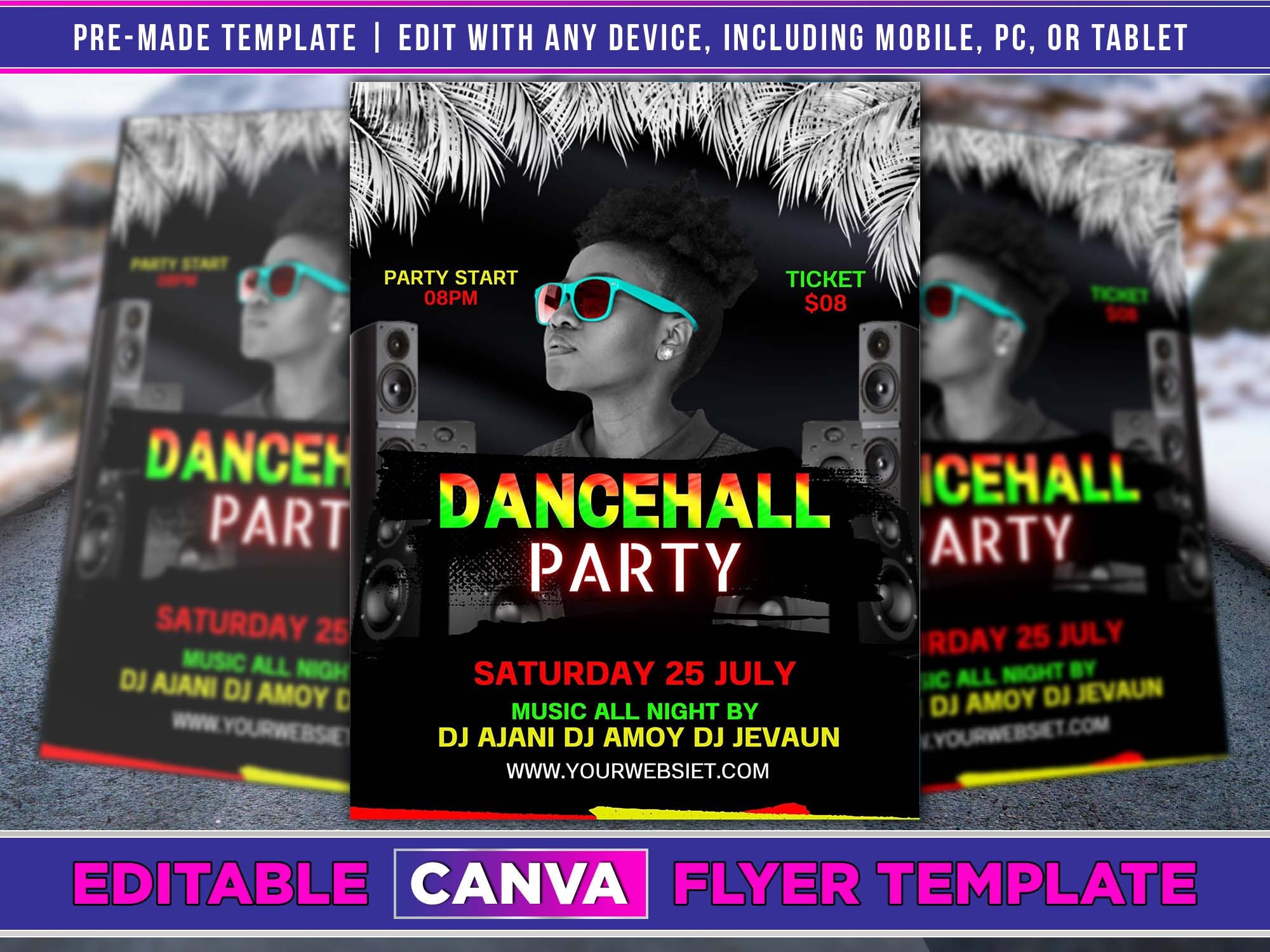 Dancehall Party Flyer Editable Canva Template US Letter Size. - Etsy