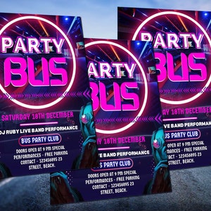 Party Bus Flyer Editable Canva Template US Letter Size. - Etsy