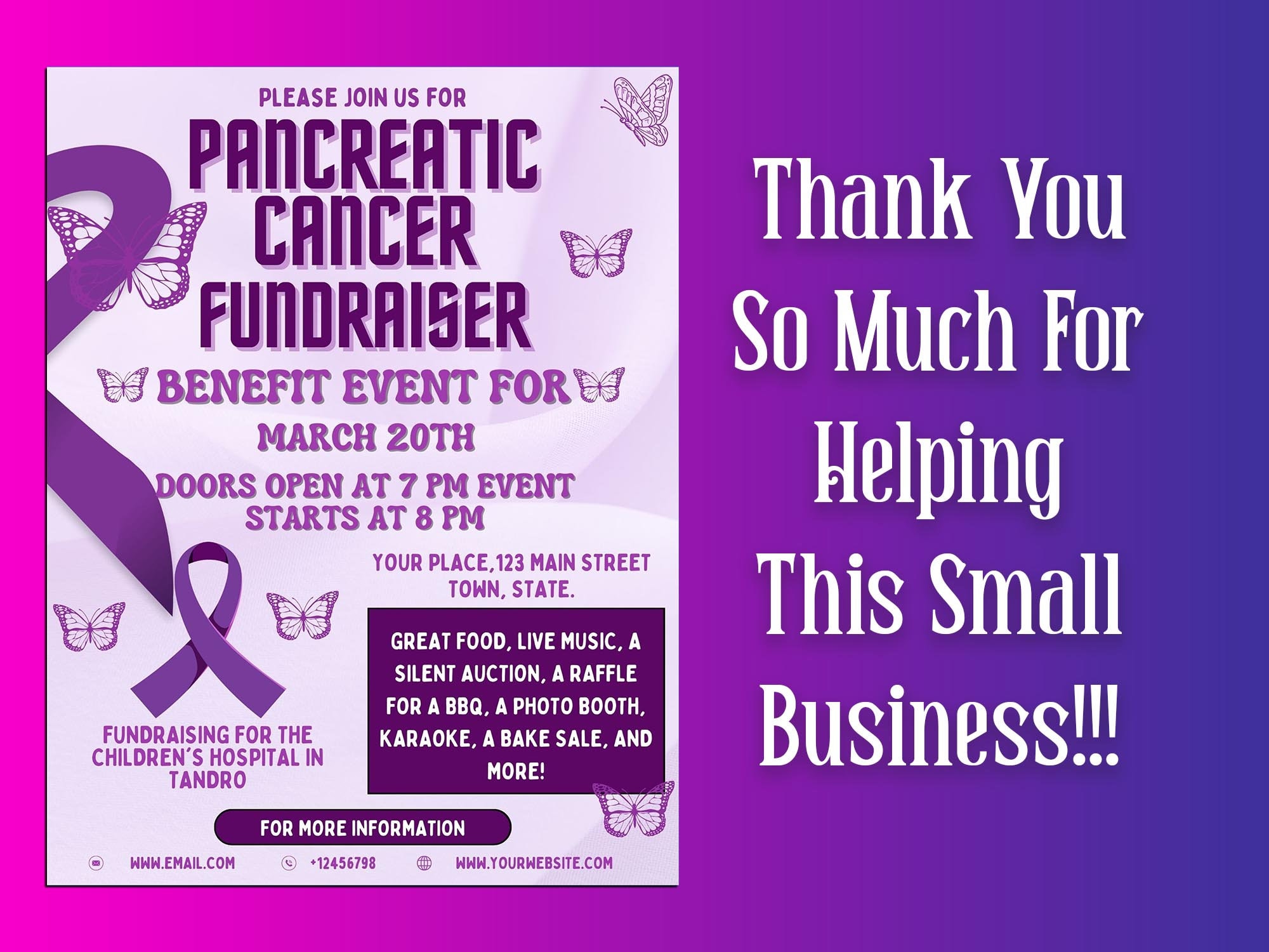 Pancreatic Cancer Fundraiser Flyer Editable Canva Template US Letter ...