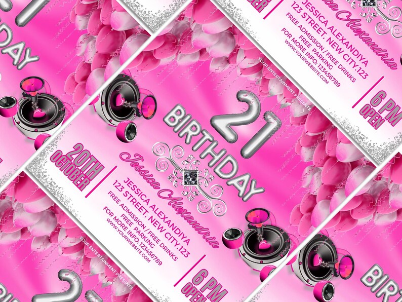 21st Birthday Party Flyer Canva Template for DIY Social Media - Etsy