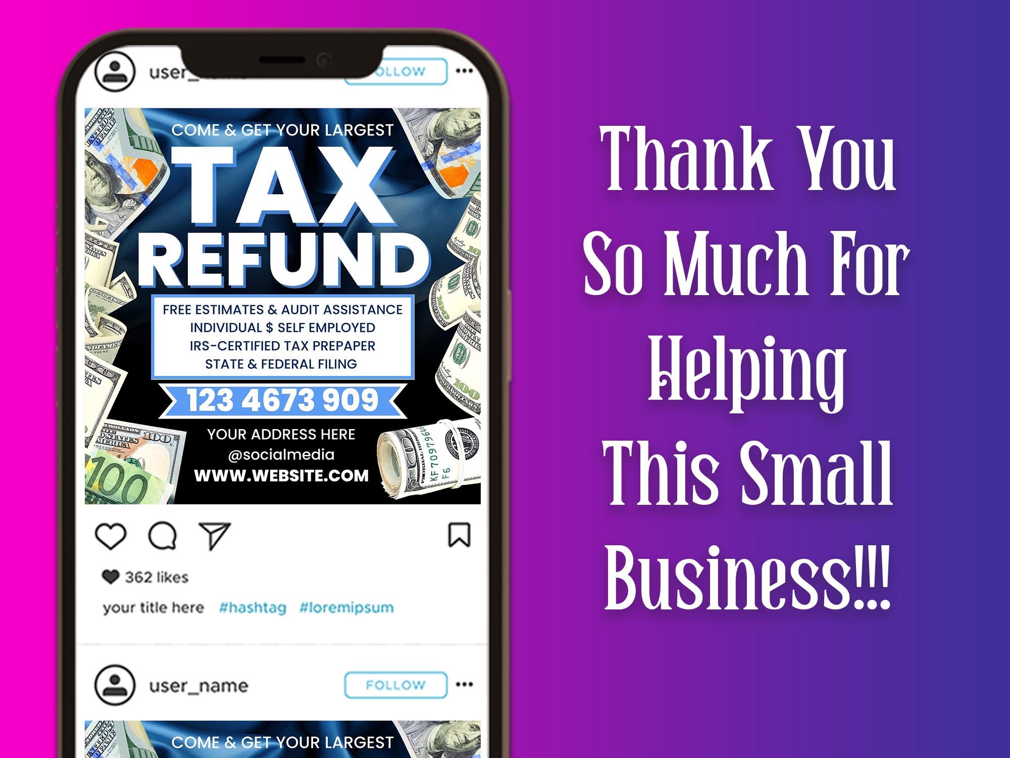Tax Refund Flyer Editable Canva Template. - Etsy