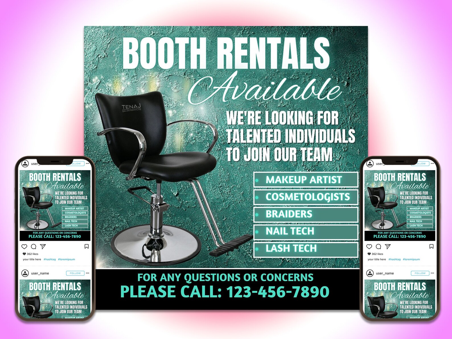 Booth Rental Flyer Canva Template for DIY Social Media Marketing. - Etsy