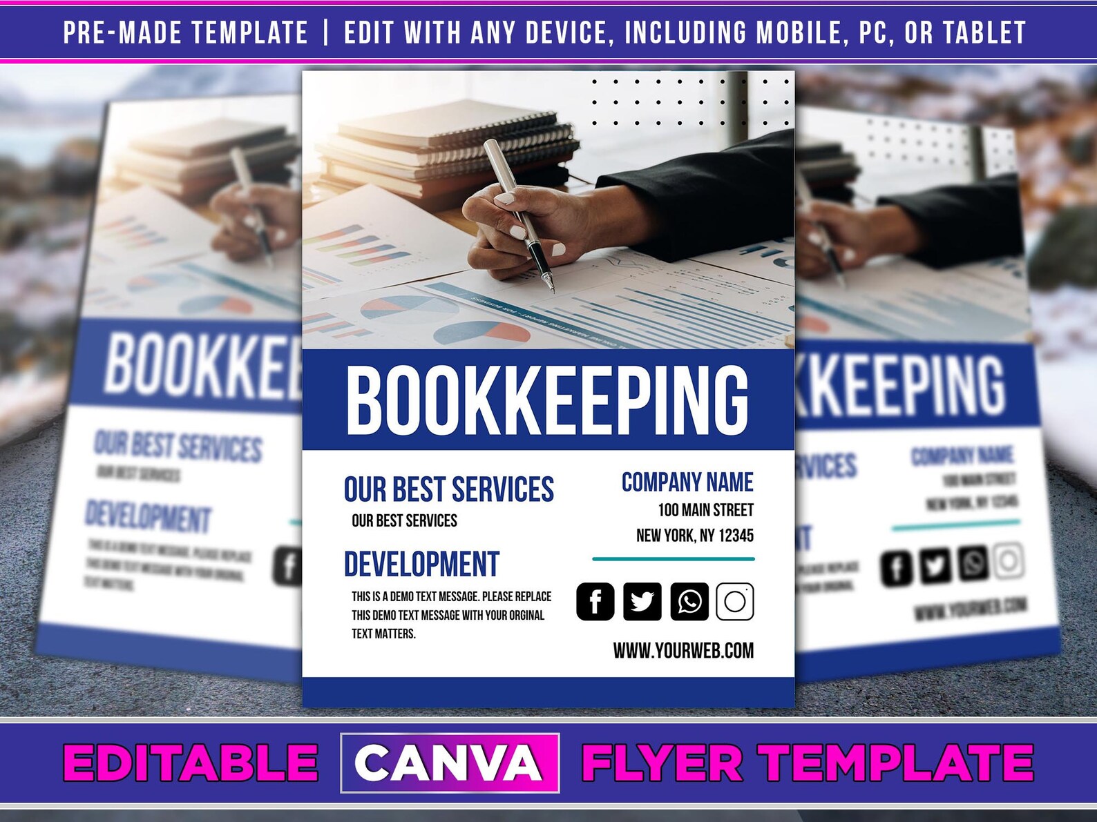 Bookkeeping Flyer Editable Canva Template. - Etsy