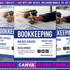 Bookkeeping Flyer Editable Canva Template. - Etsy