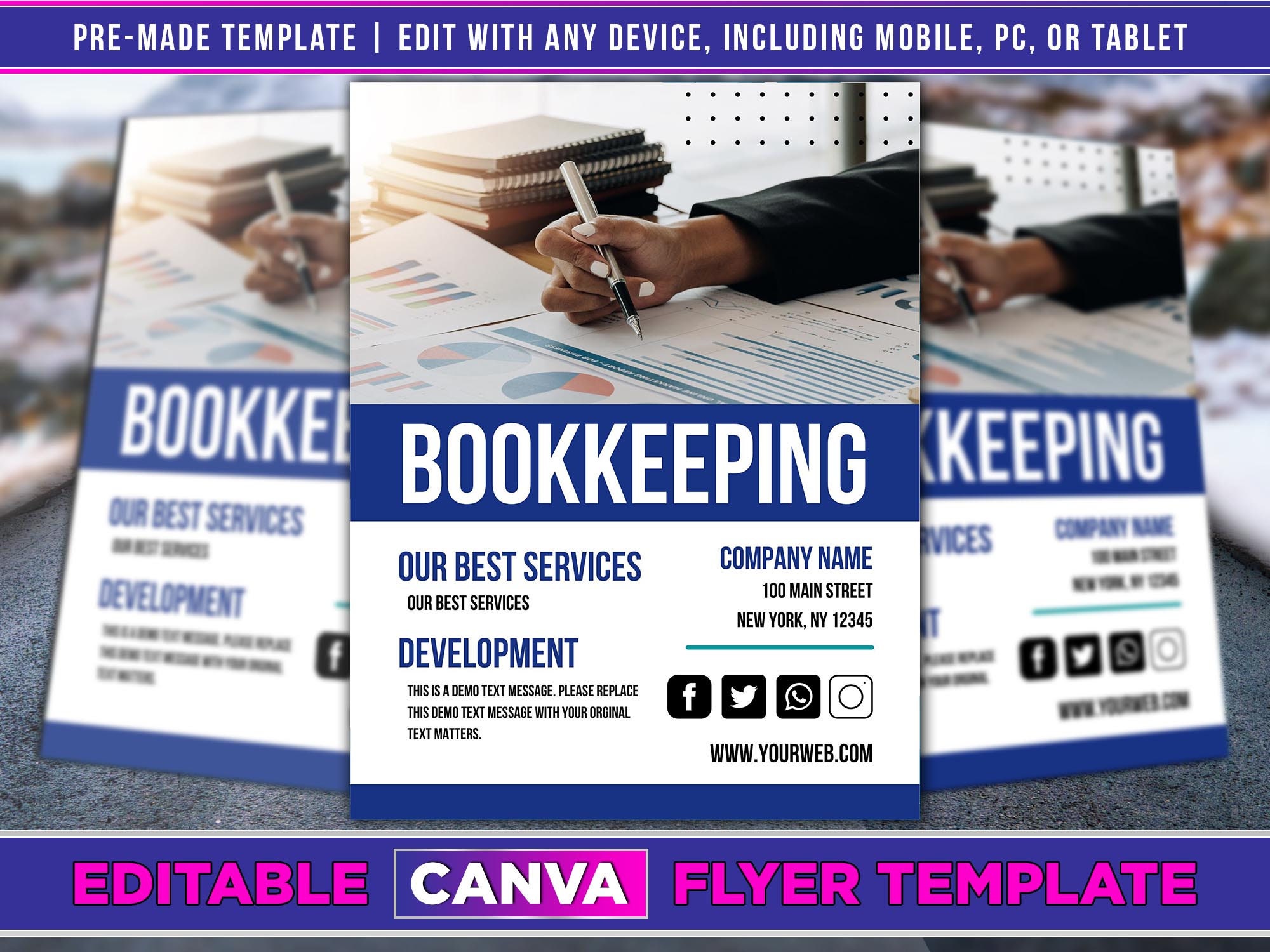 Bookkeeping Flyer Editable Canva Template. - Etsy