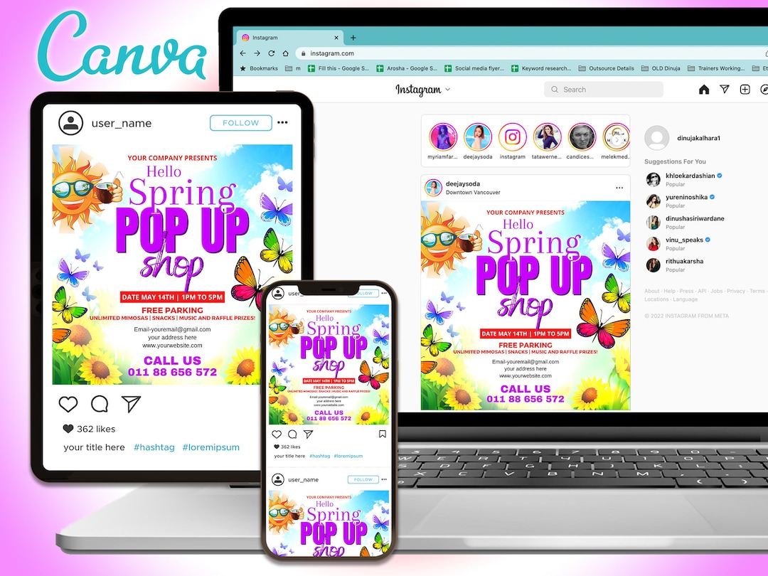 Pop up Shop Flyer Canva Template for DIY Social Media Marketing. - Etsy