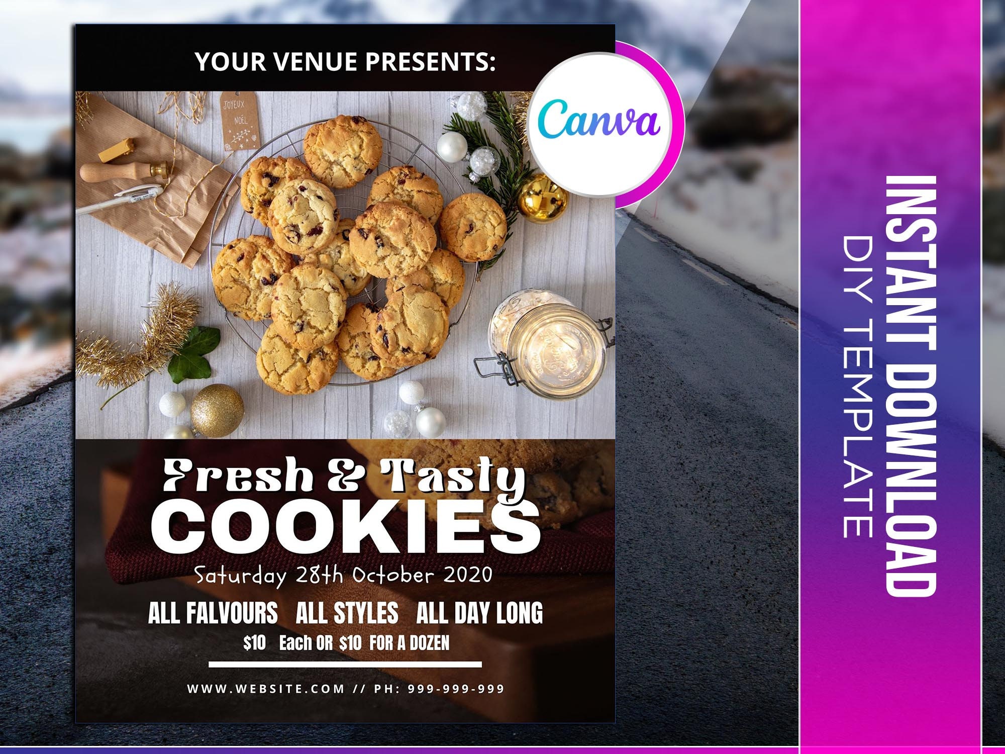 Cookies Flyer Editable Canva Template. - Etsy