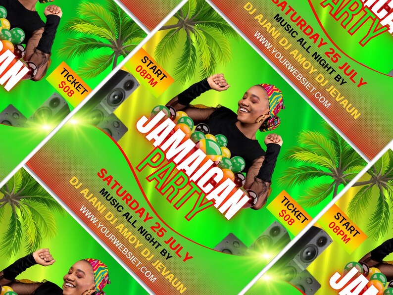 Jamaican Party Flyer Canva Template For Diy Social Media Etsy