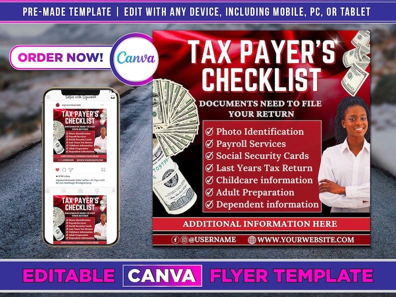 Taxpayer's Checklist Flyer Editable Canva Template. - Etsy