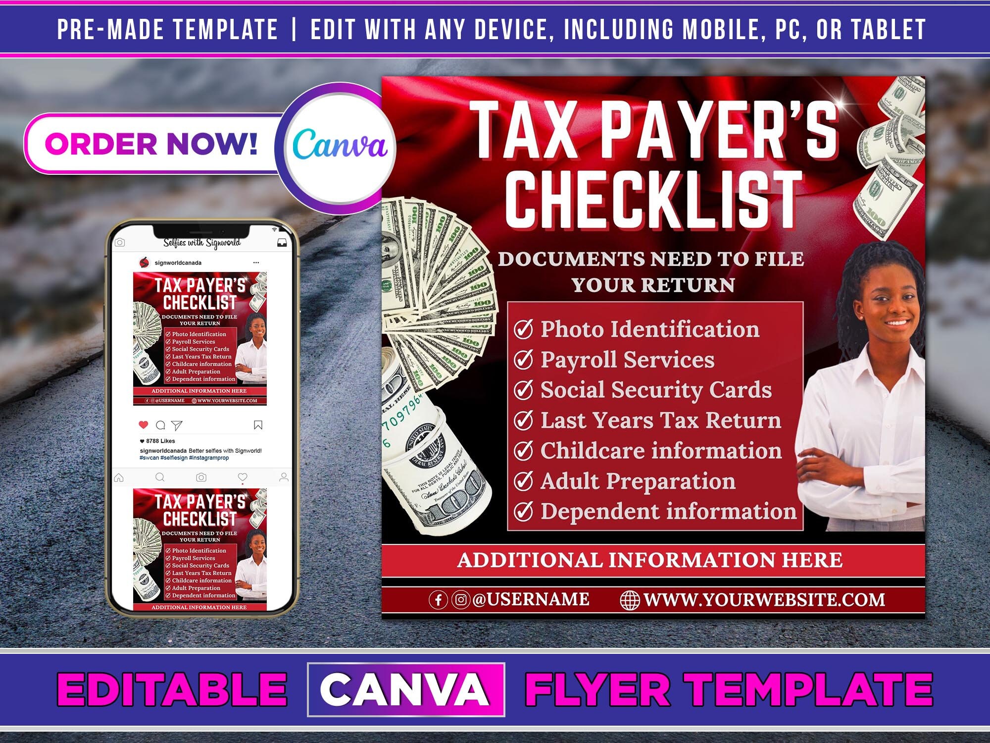 Taxpayer's Checklist Flyer Editable Canva Template. - Etsy