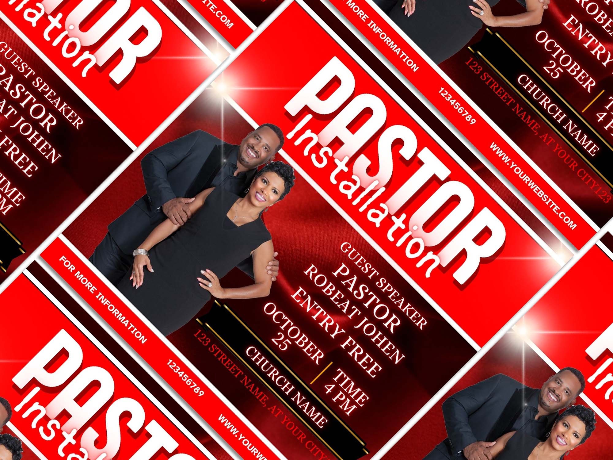 Pastor Installation Flyer Canva Template for DIY Social Media Marketing ...